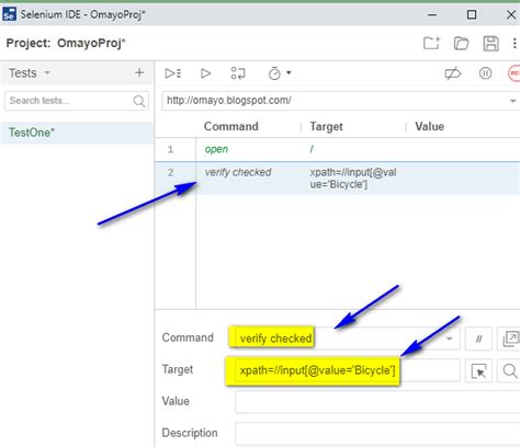 new selenium ide using verify checked command to check