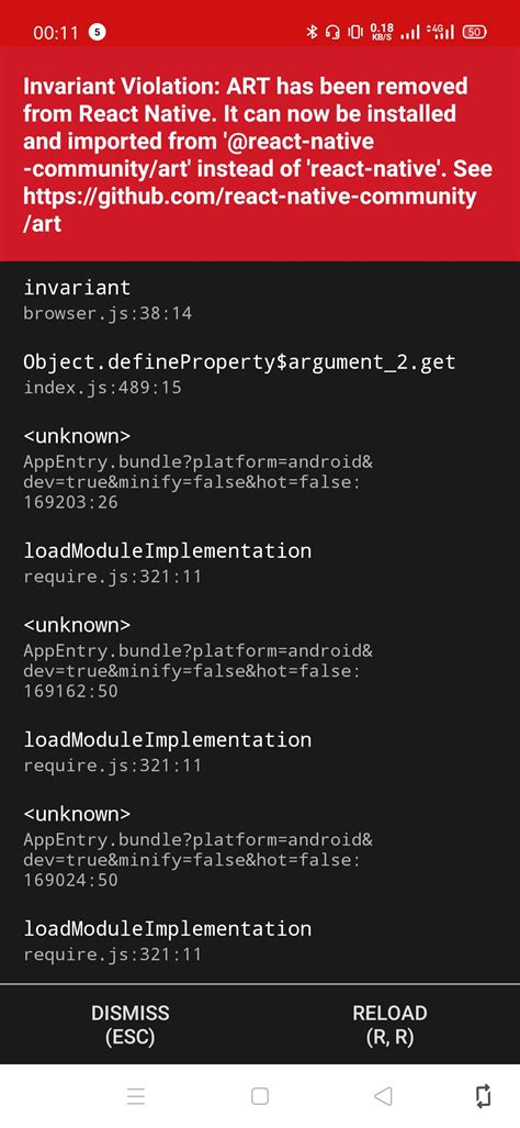 invariant violation art has been removed from react native it can now