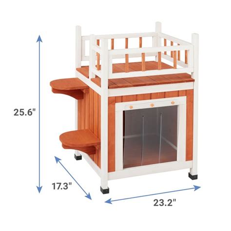 Frisco Outdoor Wooden Cat House With Elevated Balcony Steps Medium