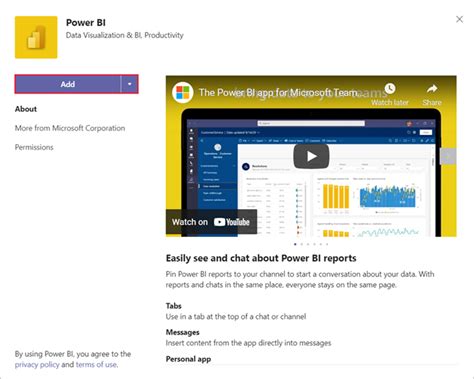 Add The Power Bi App To Microsoft Teams Power Bi Microsoft Learn