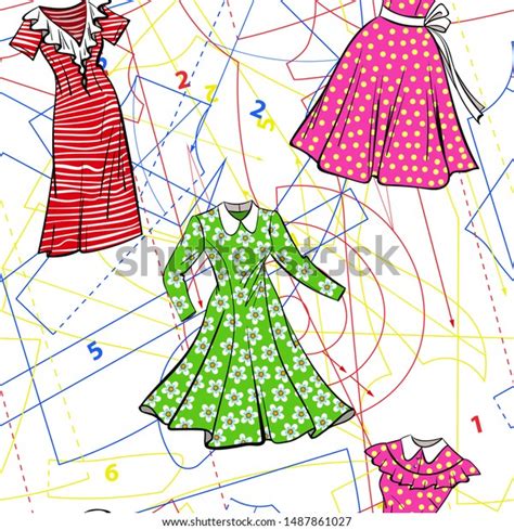 Seamless Vector Sewing Pattern Paper Patterns Stock Vector Royalty