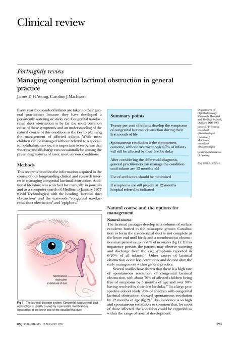 Pdf Fortnightly Review Managing Congenital Lacrimal Obstruction In