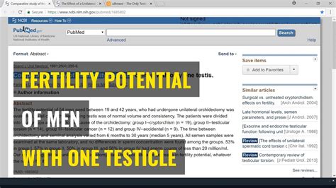 Fertility Potential Of Men With One Testicle Youtube