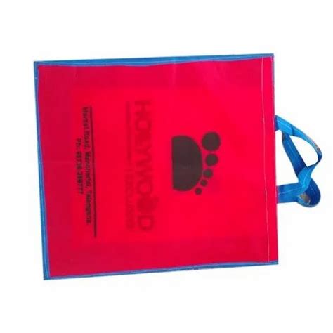 Red Loop Handle Printed Non Woven Bag Capacity 5kg Size Dimension
