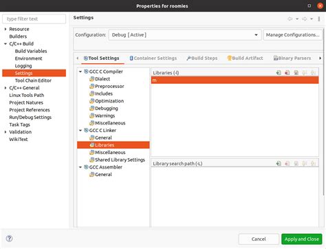 [solved] how to link eclipse project with lm library for floor and