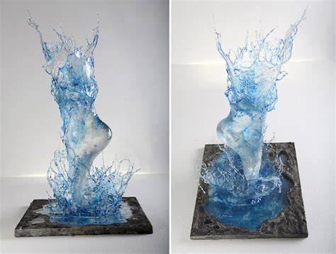 energetic resin sculptures look like they re made of splashing liquid
