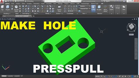 how to make hole in autocad 2018 using presspull command youtube