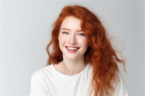 Premium Photo Attractive Carefree Redhead Girl Cover One Eye And Smiling
