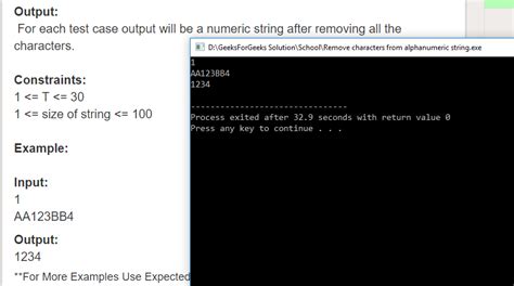 geeksforgeeks solution for remove characters from alphanumeric string