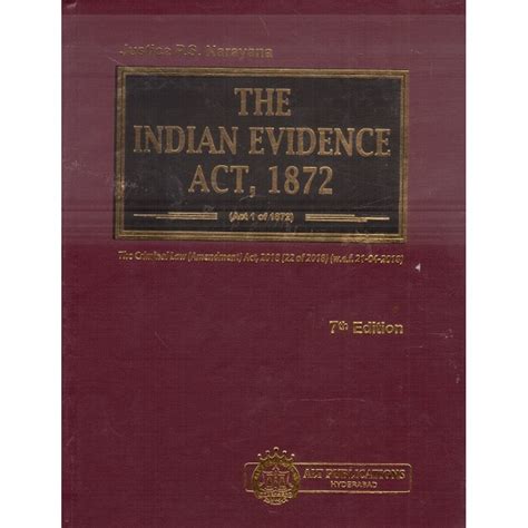 Alt Publications The Indian Evidence Act 1872 [hb] By Justice P S