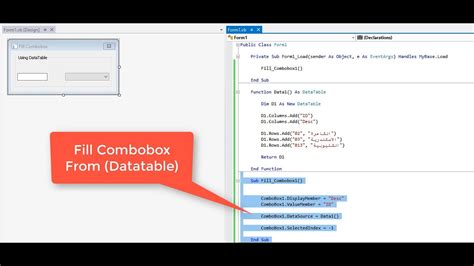 fill combobox from datatable using vb youtube