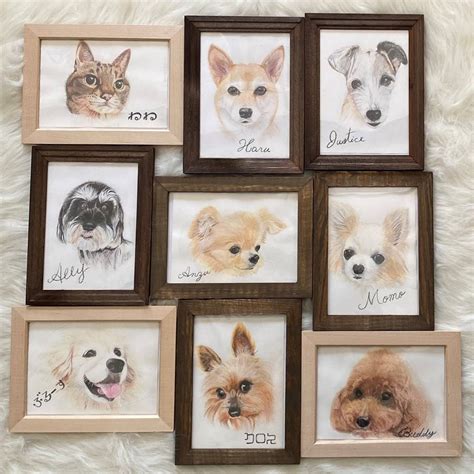 可愛いペットの似顔絵イラスト・オーダーメイド・2lサイズ・犬・猫・水彩・色鉛筆・わんちゃん・ねこちゃん・名入れ・手書き・オリジナル｜代購幫