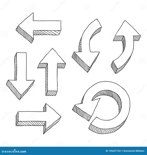 Vector Set Of Sketch Hand Drawn Arrows Stock Vector Illustration Of