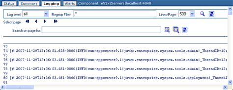 monitoring logs monitoring java ee components in oracle java caps