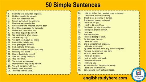 120 Examples Of Simple Sentences Englishgrammarsoft 45 Off