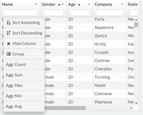 html ui grid remove sorting menu and align column images