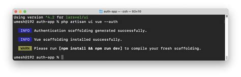 how to create auth scaffolding using vue js in laravel 10