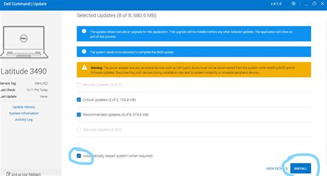 installing and launching dell command updates to update device drivers
