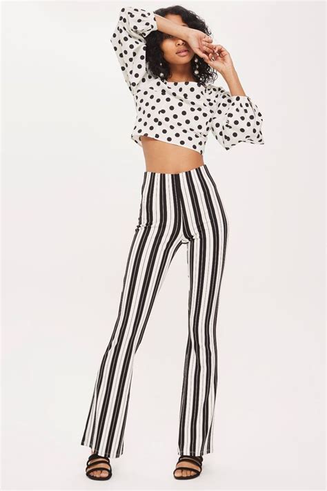 Monochrome Stripe Flared Trousers New In Fashion New In Topshop