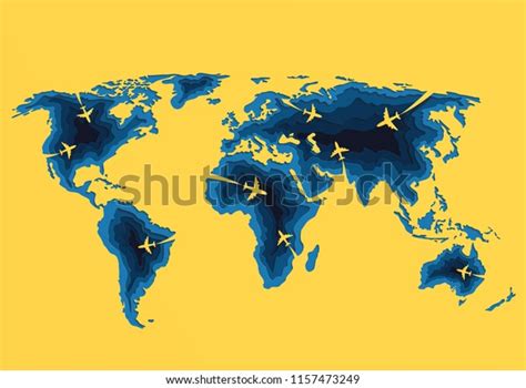 World Travel Map Airplanes Poster Travel Stock Vector Royalty Free