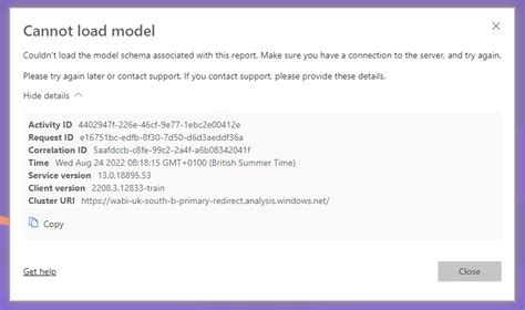 cannot load model r powerbi