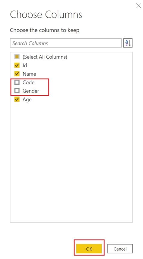 choose and remove columns in power query sqlskull