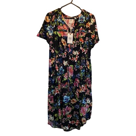 Rivers Womens Bnwt Rrp 54 99 Size 18 Short Sleeve Dress Black Floral