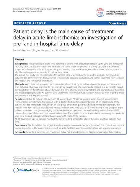 Pdf Patient Delay Is The Main Cause Of Treatment Delay In Acute Limb