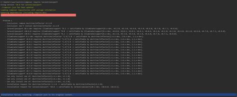 php laravel 7 x passport error your requirements could
