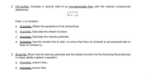 solved 2 16 points consider a velocity field of an