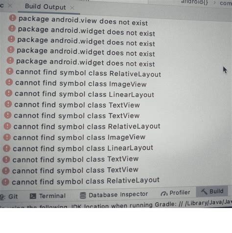 getting error package android view does not exist error while