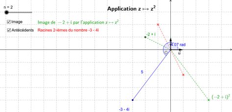 puissance n et racine n ième d un complexe geogebra