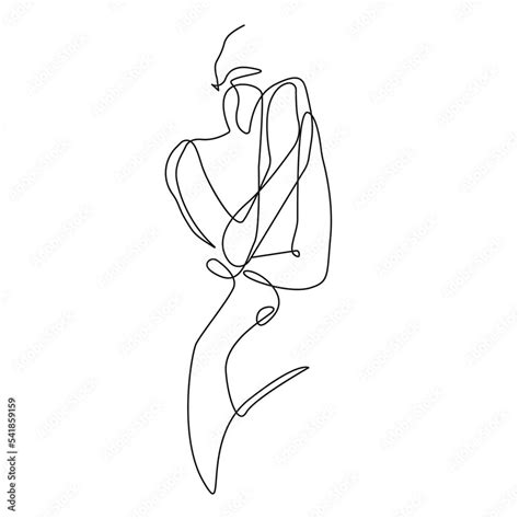 Continuous One Line Drawing Of Abstract Woman Body Line Art Vector