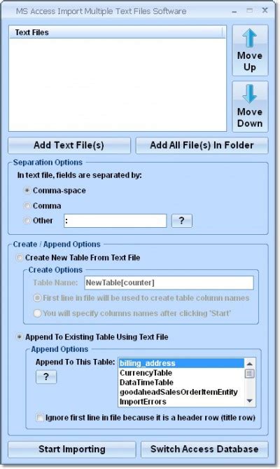 ms access import multiple text files software 7 0 review and download