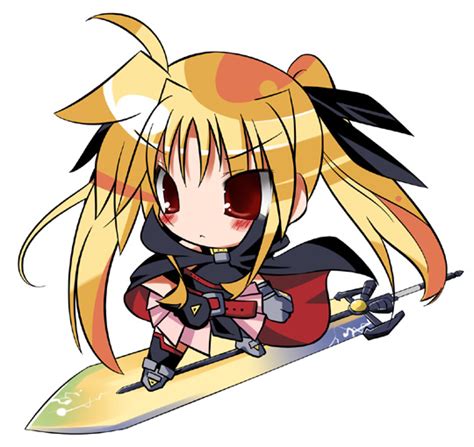 Safebooru 1girl Bardiche Blonde Hair Chibi Fate Testarossa Itotin