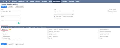 how to create fields on purchase order in netsuite