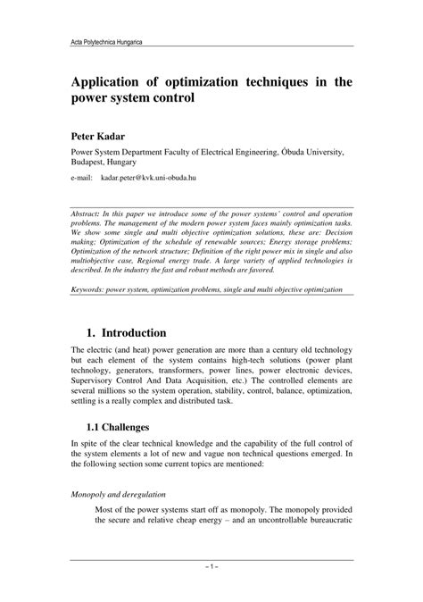 pdf application of optimization techniques in the power system control