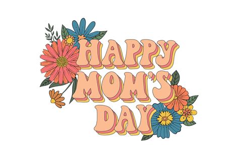 Retro Mothers Day Card Poster Print Decorated With 70s Groovy Quote