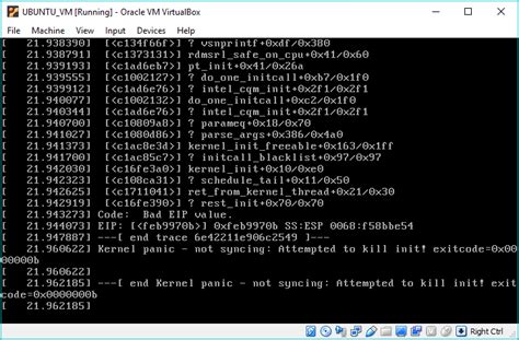 [ubuntu] vm error end kernel panic not syncing