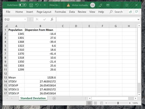 how to calculate standard deviation in excel