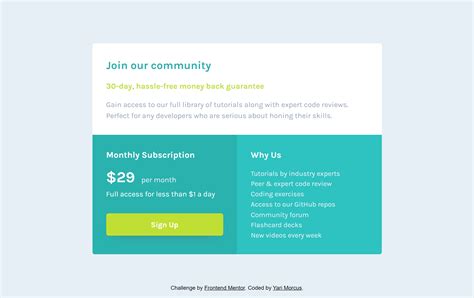 single price grid component frontend mentor challenge
