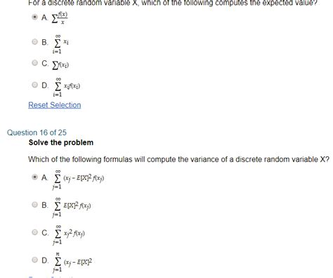 solved for a discrete random variable x which of the fol