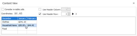 define table header rows or columns