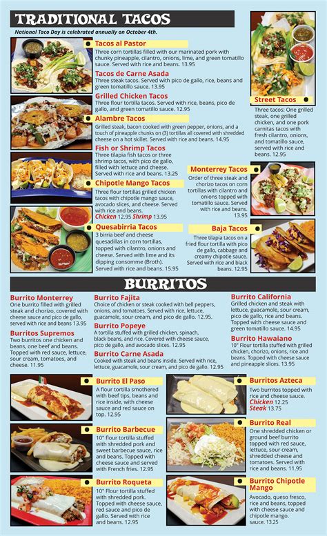 Menu El Paso Mx Cocina 230 N Main St Columbia Il 62236 618 719
