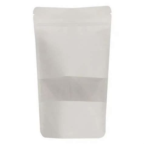 White Kraft Paper Stand Up Pouch Zipper Matt Window At Rs 62625 00