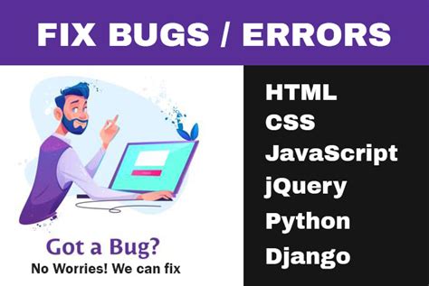 fix bugs and errors html css javascript jquery django in website by