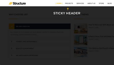 sticky header falex