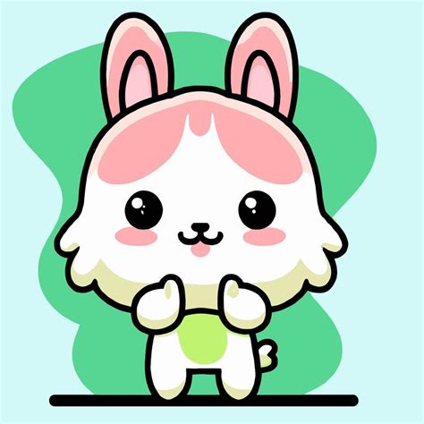 Cute Rabbit Illustration Rabbit Kawaii Chibi Vector Drawing Style