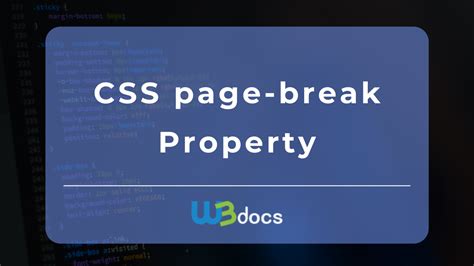 css page break property usage syntax and examples