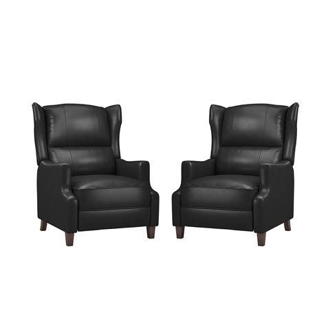 Jayden Creation Leen Modern Black Genuine Leather Push Back Recliner